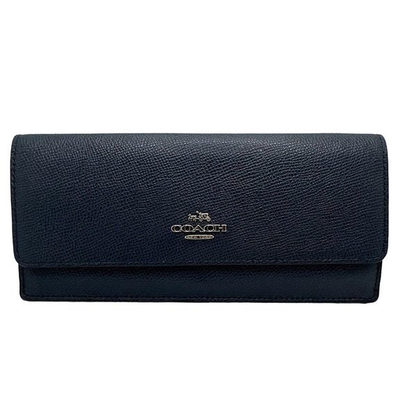 Coach | Bags | Coach Navy Blue Slim Trifold Wallet | Poshmark
